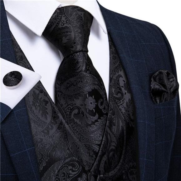 Jackets & Coats | Mens Wedding Paisley Suit Vest Black | Poshmark